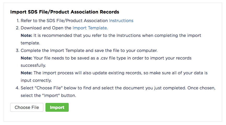Import Safety Data Sheets and Product Associations via the Import ...